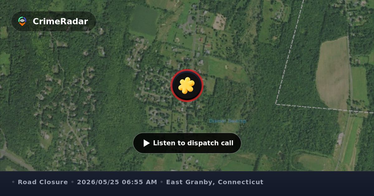 Main intersection closed near Route 20 and Rainbow Road, East Granby CT ...