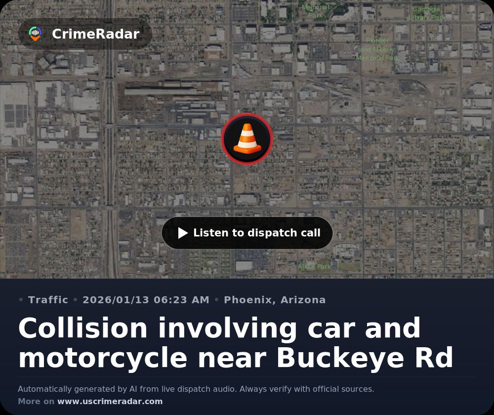 Collision involving car and motorcycle near Buckeye Rd, Phoenix AZ ...