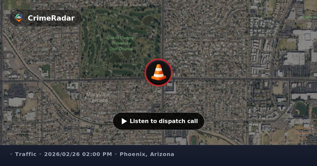 Two-vehicle crash at 57th Avenue and Indian School, Phoenix AZ | CrimeRadar