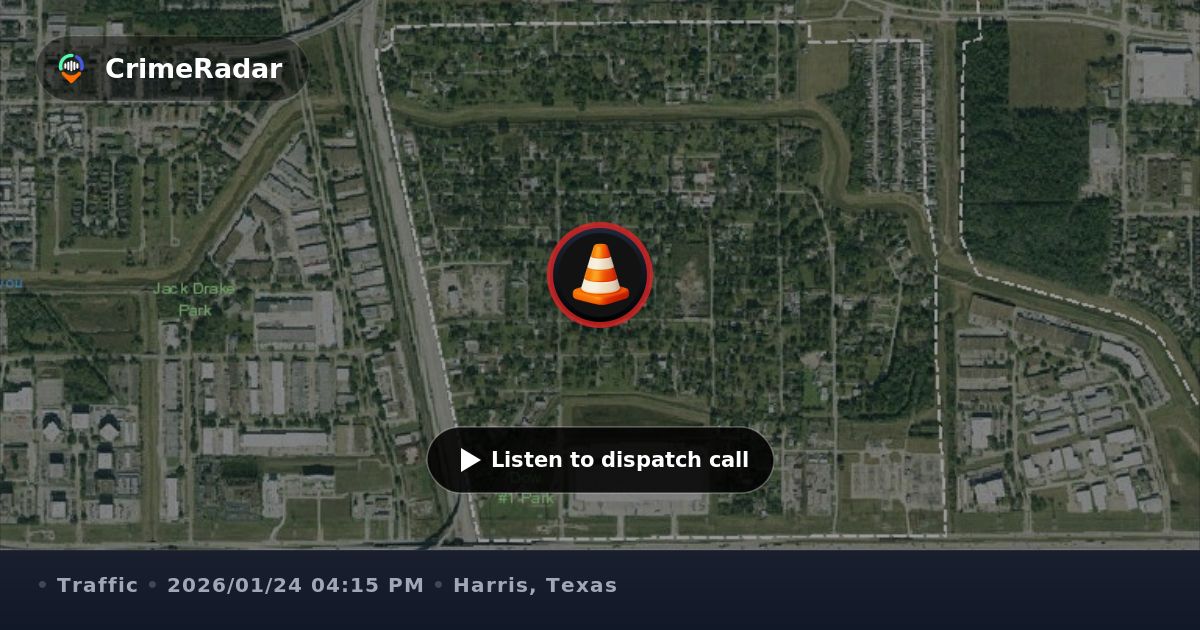 Car in ditch after collision with light pole, Harris County TX | CrimeRadar