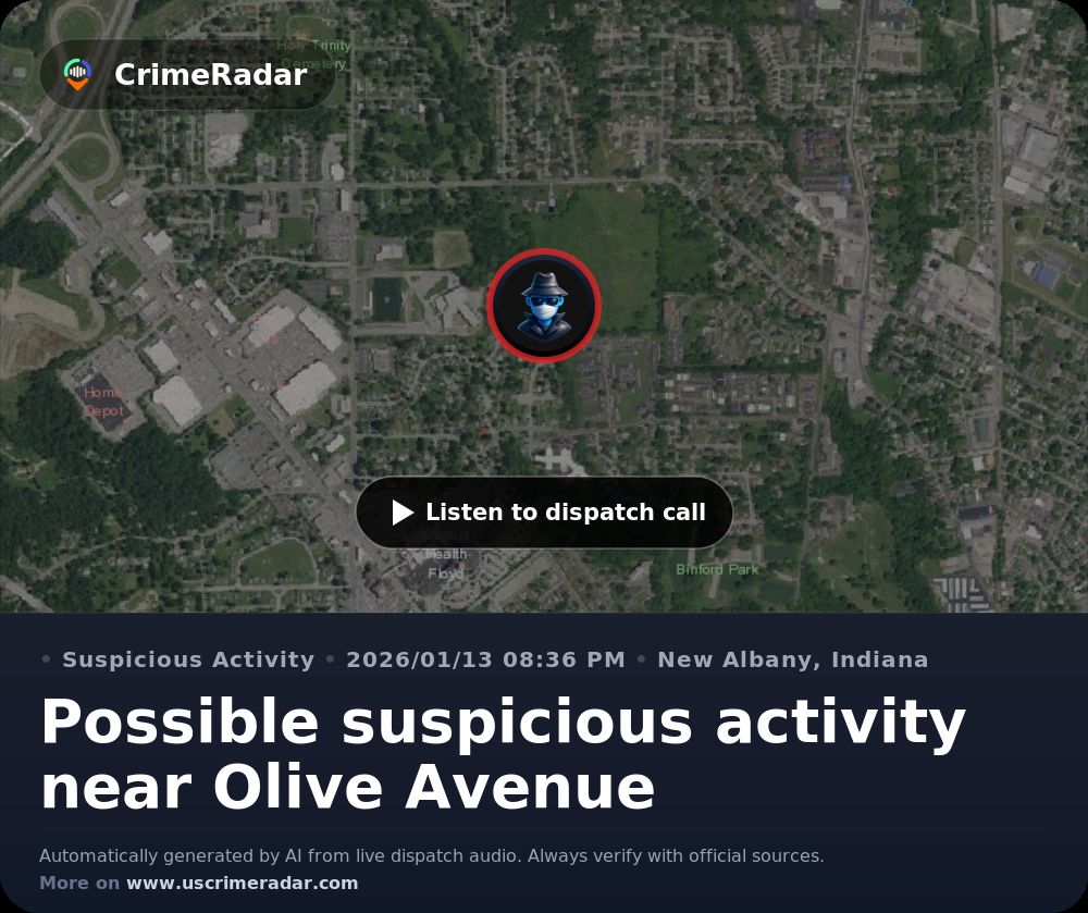 Possible suspicious activity near Olive Avenue, New Albany IN | CrimeRadar