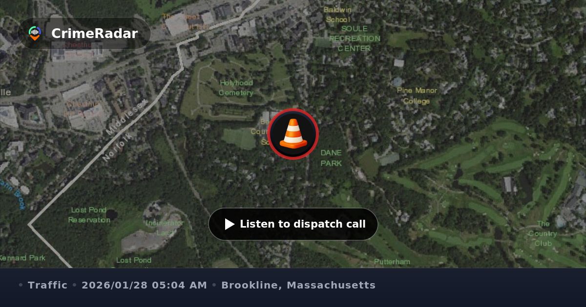 Vehicle slides into snowbank near Hammond St, Brookline MA | CrimeRadar