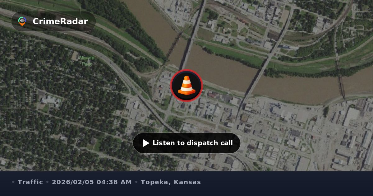 Officer investigates traffic hazard at First and Kansas, Topeka KS ...