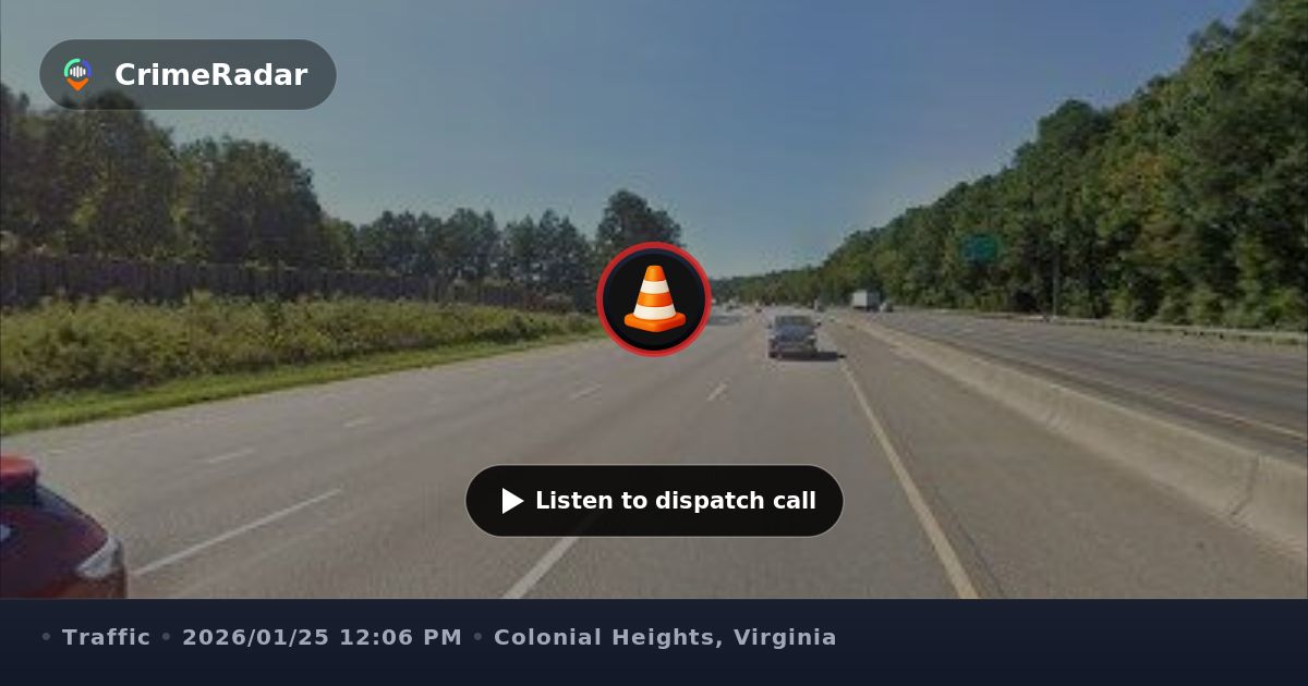 Minor vehicle accident on I-95 northbound, Colonial Heights VA | CrimeRadar