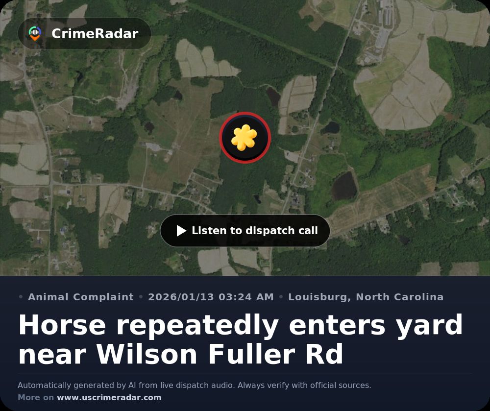 Horse repeatedly enters yard near Wilson Fuller Rd, Louisburg NC ...
