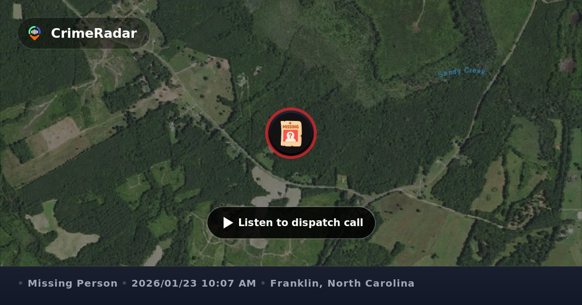 Possible missing person inquiry near Pete Smith Rd, Franklin County NC ...