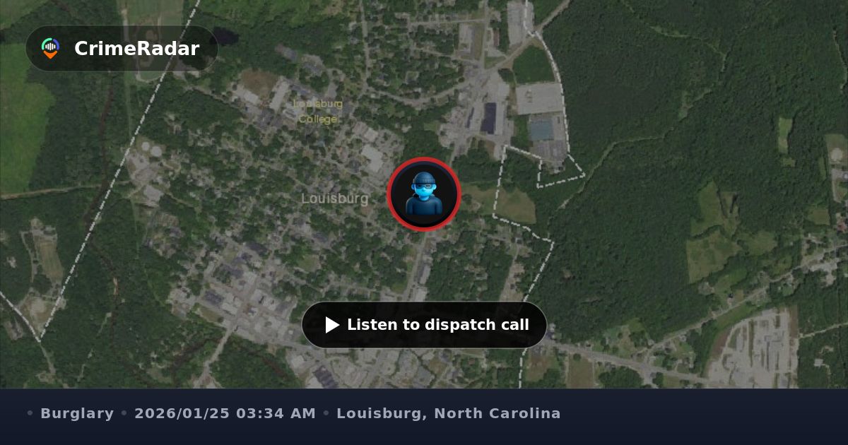 Possible residential alarm near Tanglewood Dr, Louisburg NC | CrimeRadar