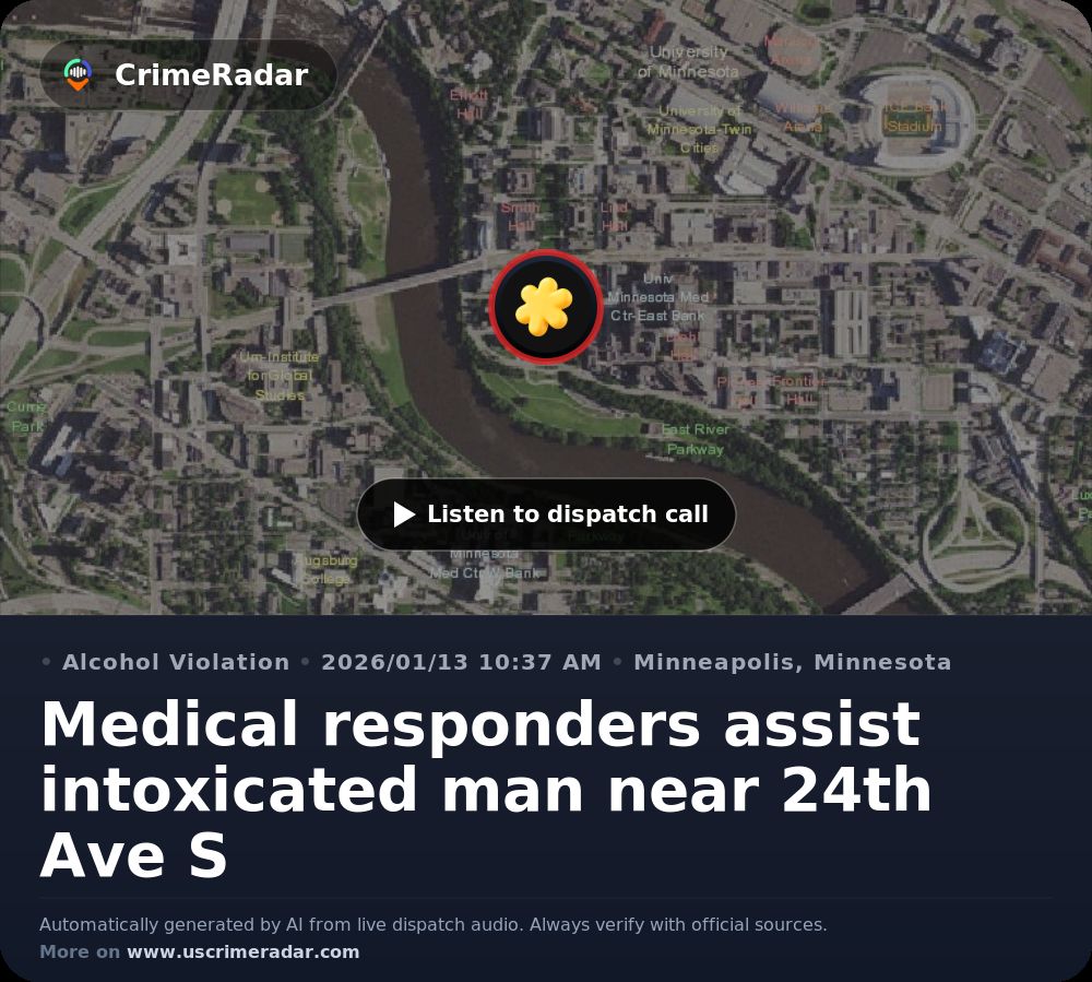 Medical responders assist intoxicated man near 24th Ave S, Minneapolis ...