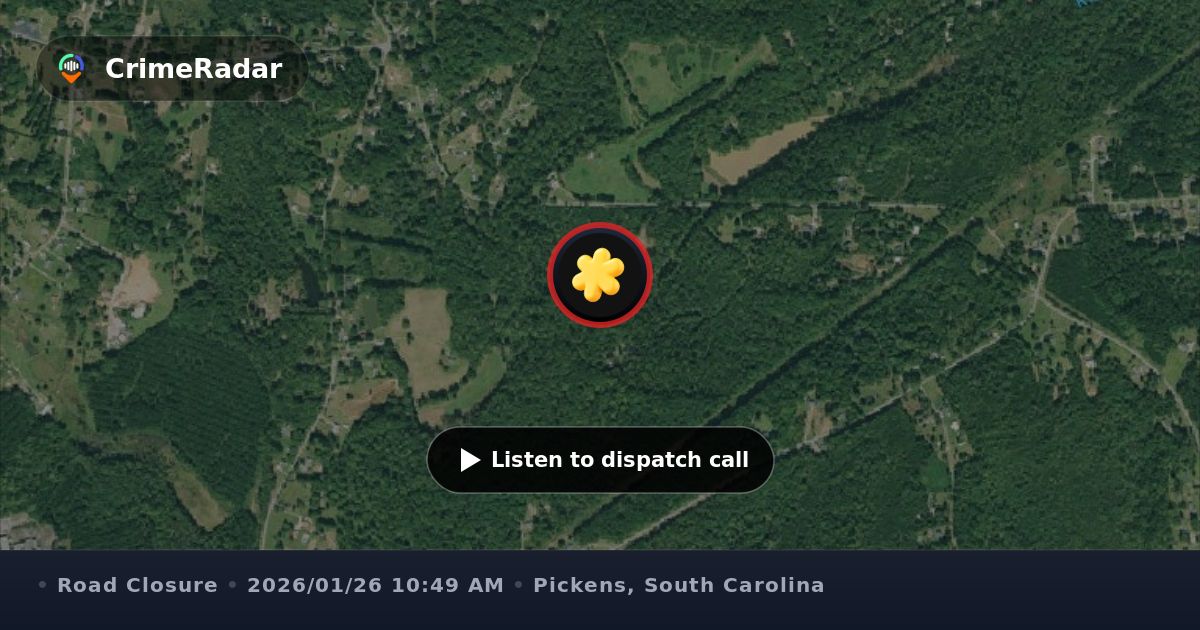 Tree blocks part of Cedar Rock Church Road, Pickens County SC | CrimeRadar