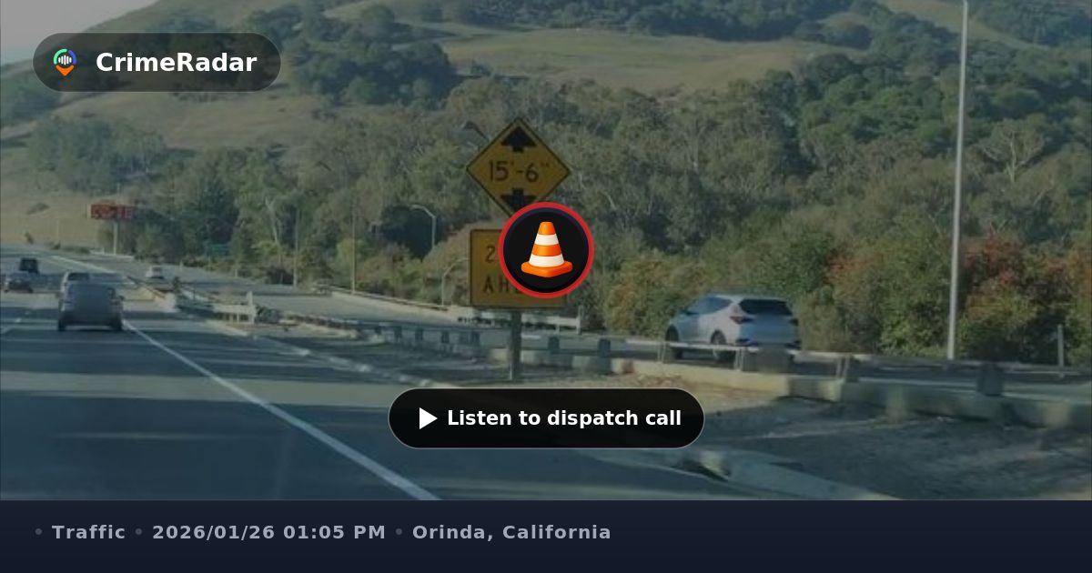 Traffic hazard involving stalled van on Highway 24, Orinda CA | CrimeRadar