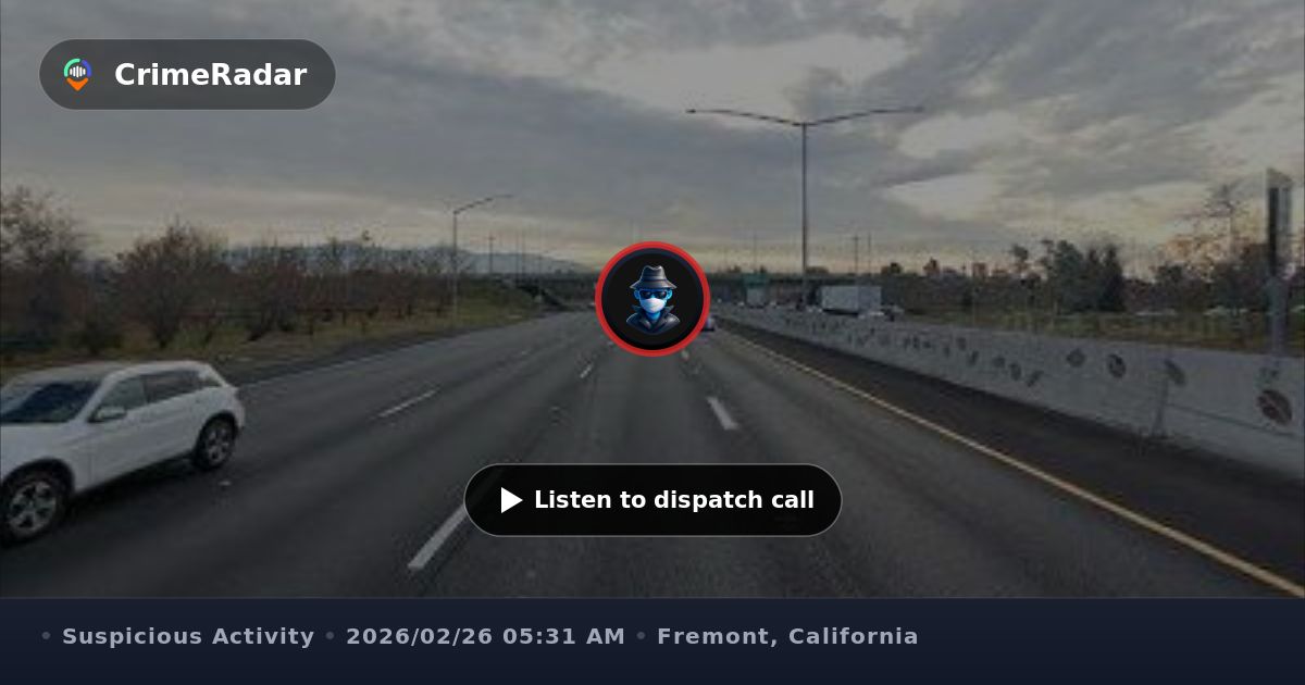 Pedestrian standing on freeway connector wall, Fremont CA | CrimeRadar