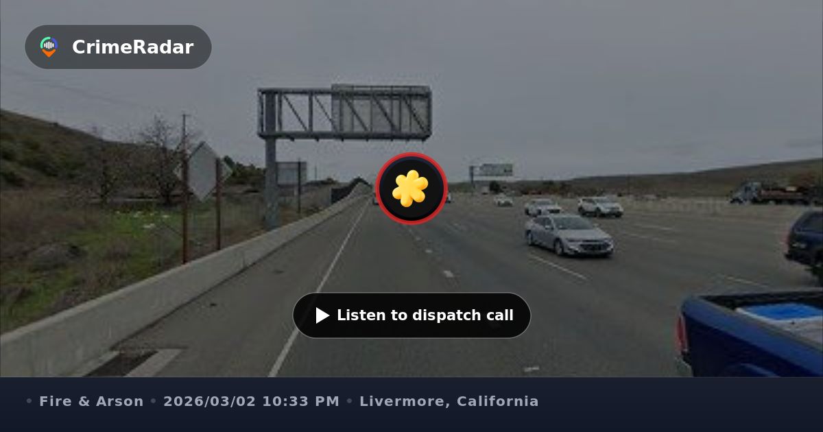 Small car engine fire on eastbound I-580, Livermore CA | CrimeRadar