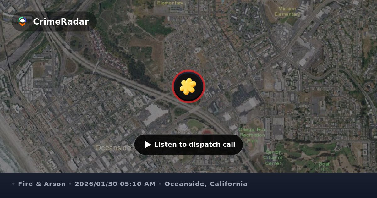 Small vegetation fire near Brooks and Division, Oceanside CA | CrimeRadar
