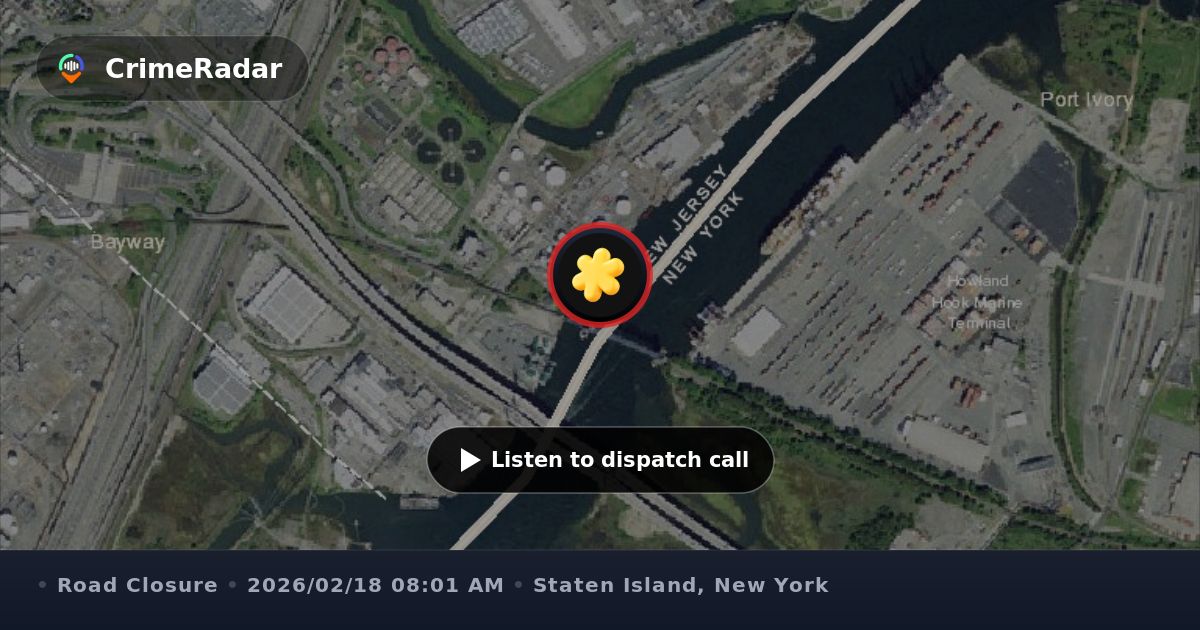 Arthur Kill bridge closed for 30 minutes, Staten Island NY | CrimeRadar