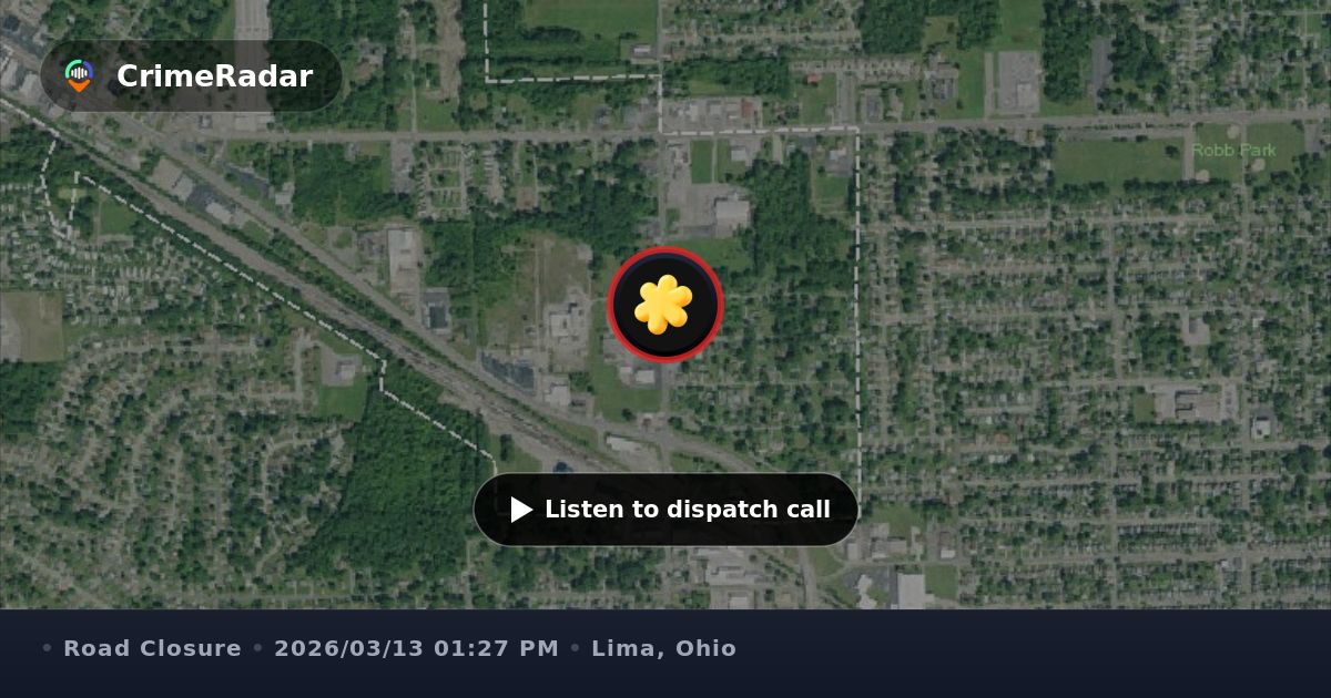 Tree down on power lines blocking roadway, Lima OH | CrimeRadar