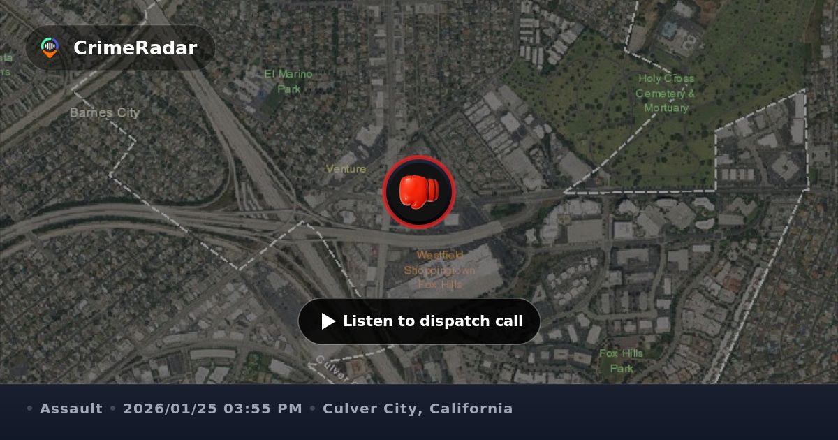 Assault reported near Sepulveda Boulevard, Culver City CA | CrimeRadar
