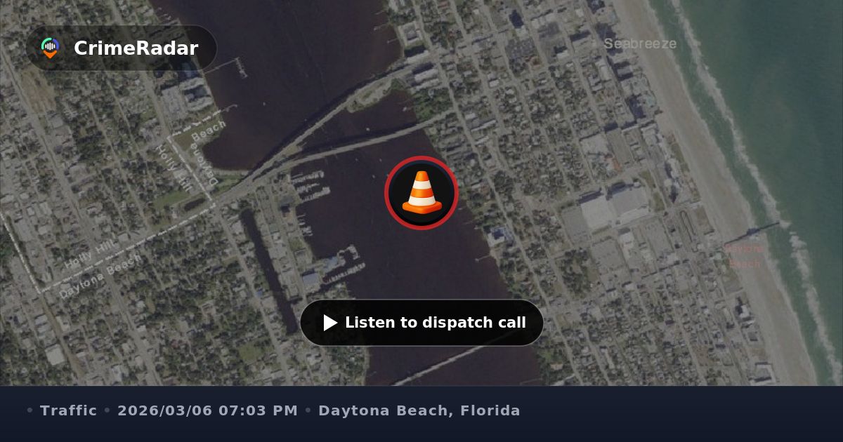 Traffic crash reported at 115 Main Street, Daytona Beach FL | CrimeRadar