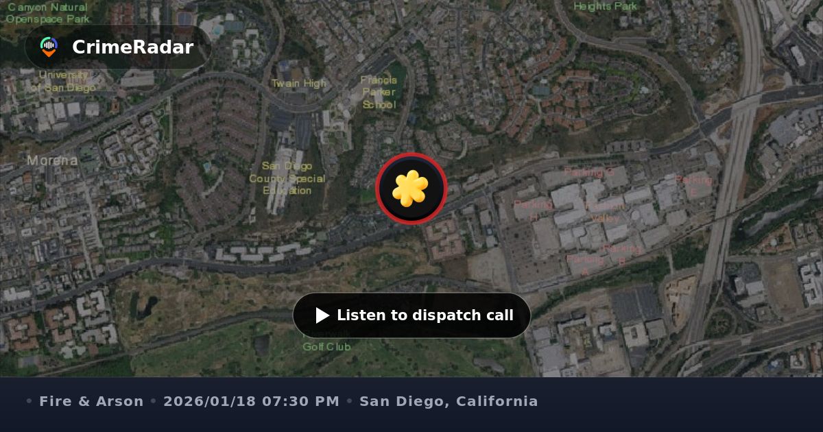 Fire crew extinguishes blaze near Friars Rd, San Diego CA | CrimeRadar