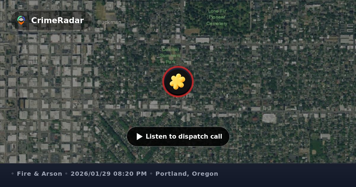 Vehicle fire reported on SE Main St, Portland OR | CrimeRadar