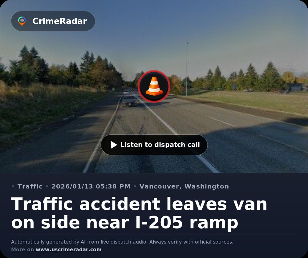 Traffic accident leaves van on side near I-205 ramp, Vancouver WA ...