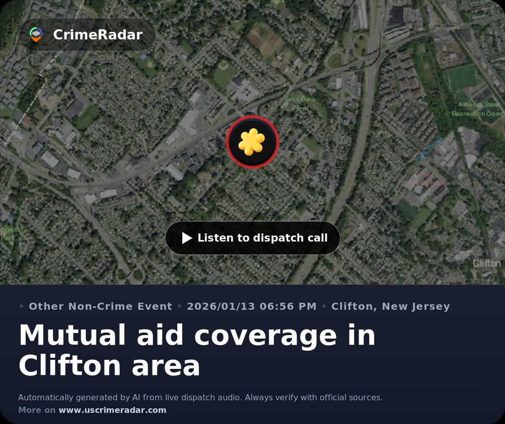 Mutual aid coverage in Clifton area, Clifton NJ | CrimeRadar