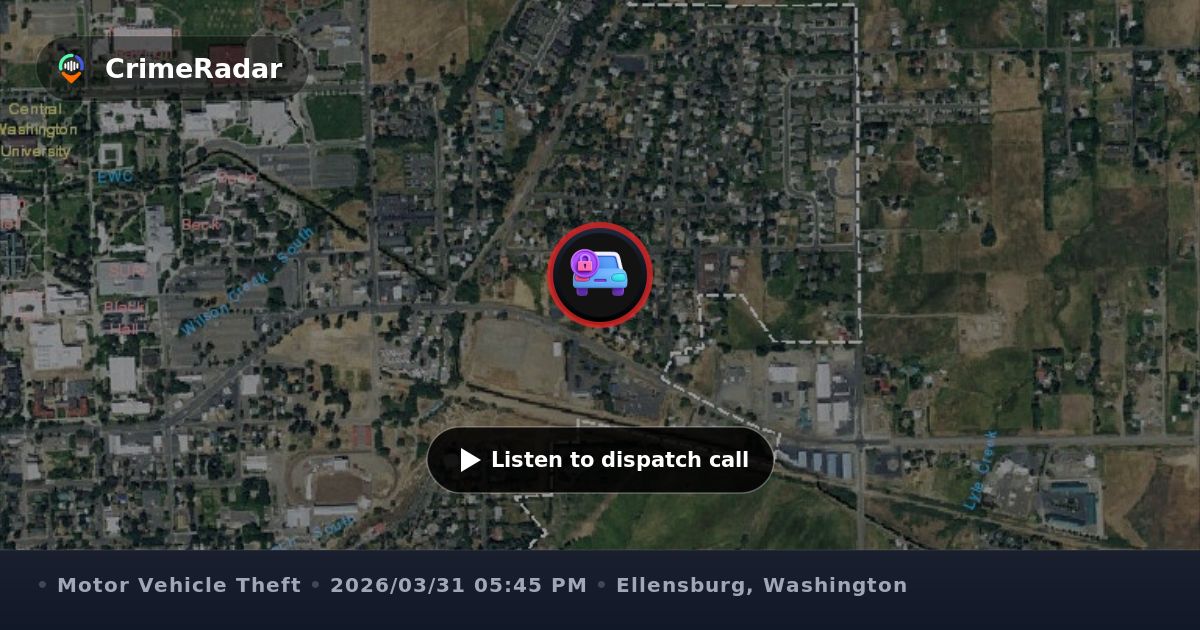 Vehicle theft reported on Willow Street, Ellensburg WA | CrimeRadar