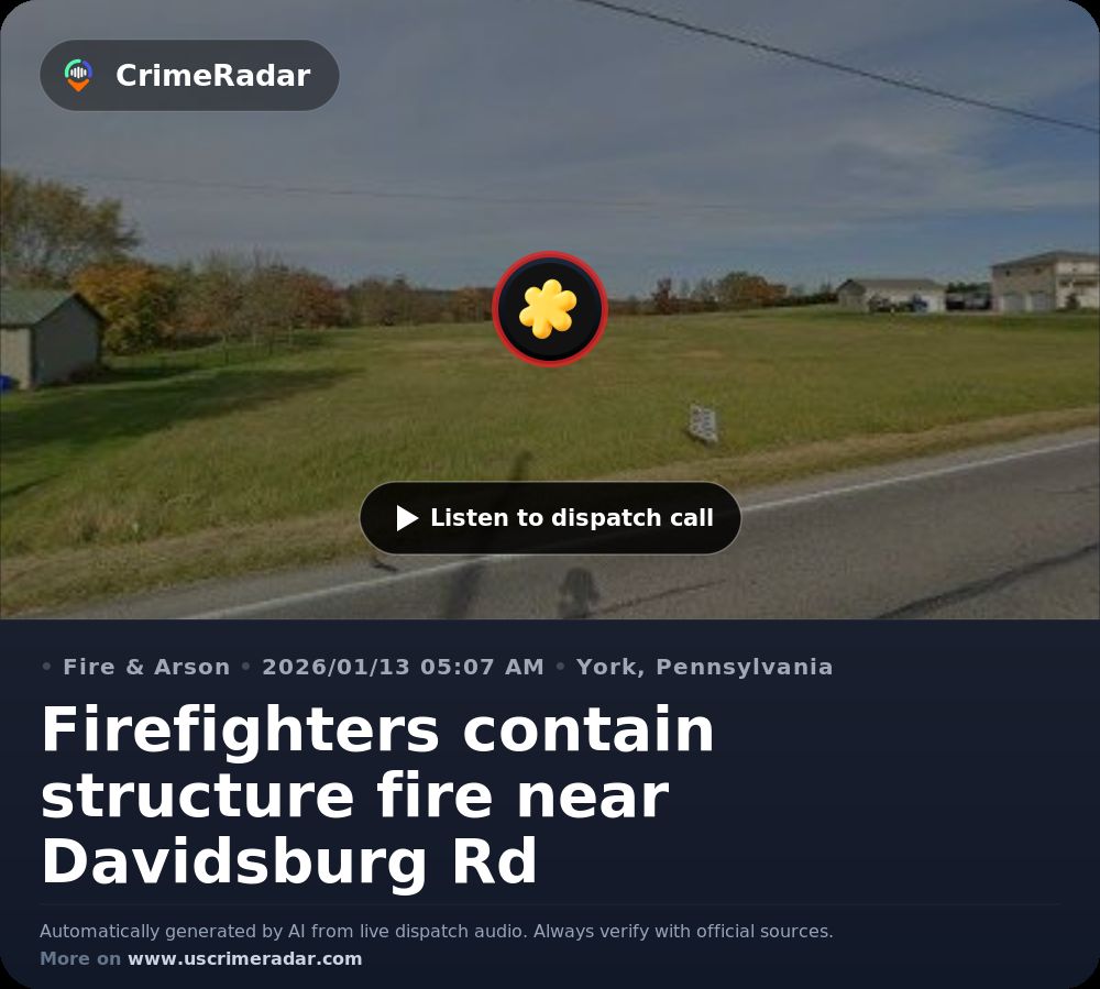 Firefighters contain structure fire near Davidsburg Rd, York County PA ...