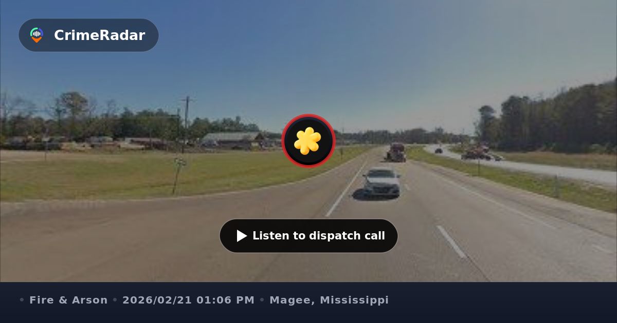 Grass fire near Highway 49 overpass in Magee, Magee MS | CrimeRadar