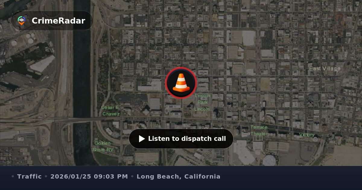 Car hits median on West Ocean Blvd, Long Beach CA | CrimeRadar