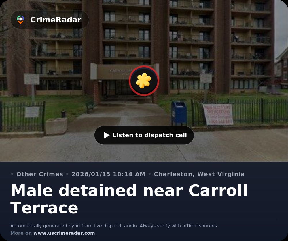 Male detained near Carroll Terrace, Charleston WV | CrimeRadar