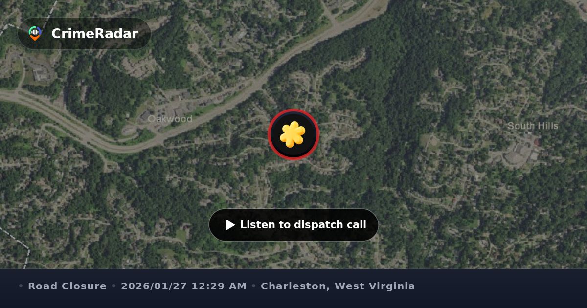 Tree and power lines block Ravinia Road, Charleston WV | CrimeRadar