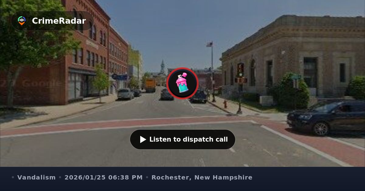 Crosswalk sign damaged near Union and Main, Rochester NH | CrimeRadar