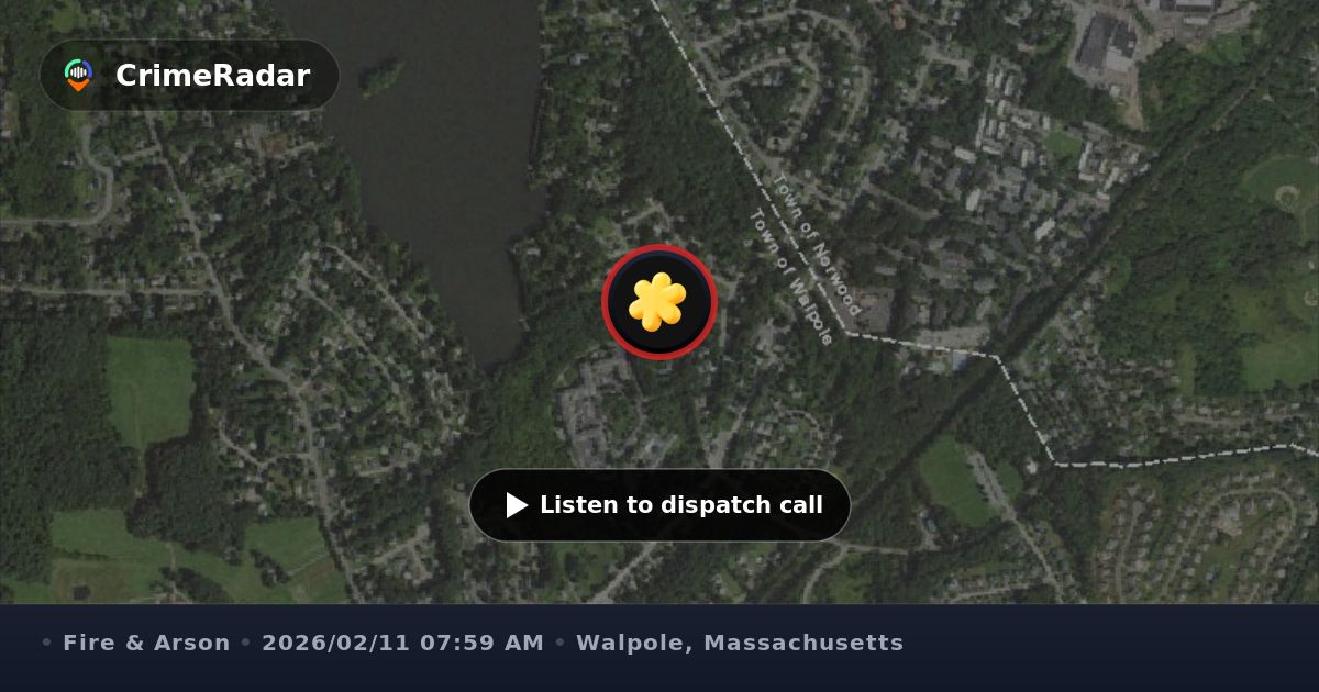 Office fire alarm at Main St commercial building, Walpole MA | CrimeRadar