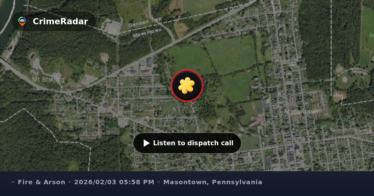Gas odor prompts fire response in Masontown, Masontown PA | CrimeRadar