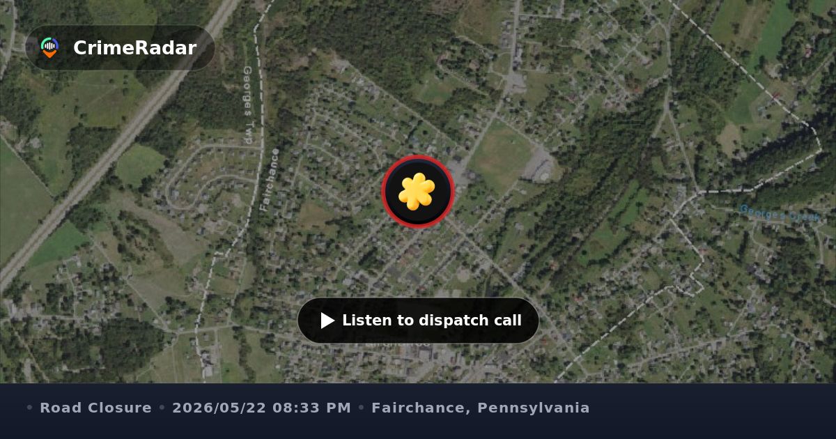 Tree reported down blocking roadway near school, Fairchance PA | CrimeRadar
