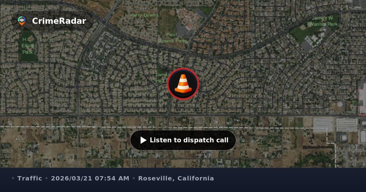 Car crashes into ditch on Baseline Road, Roseville CA | CrimeRadar