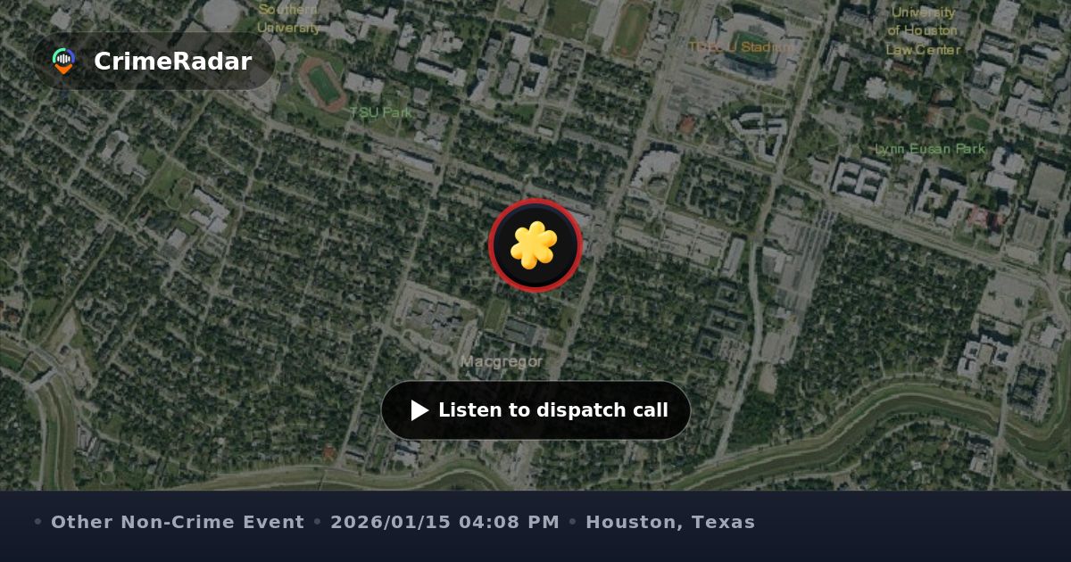Assistance call near Palm St, Houston TX | CrimeRadar