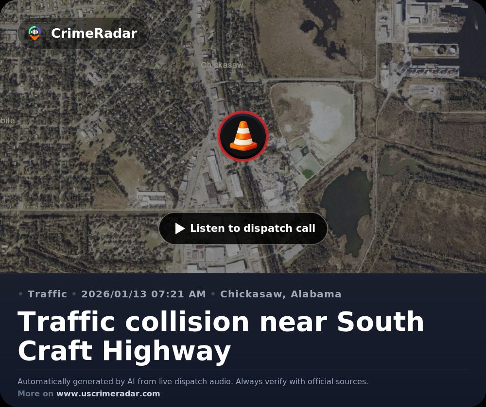 Traffic collision near South Craft Highway, Chickasaw AL | CrimeRadar