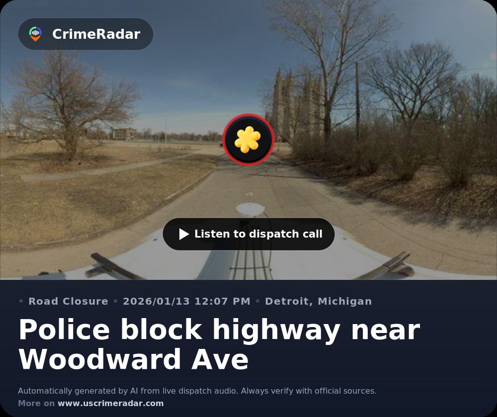 Police block highway near Woodward Ave, Detroit MI | CrimeRadar
