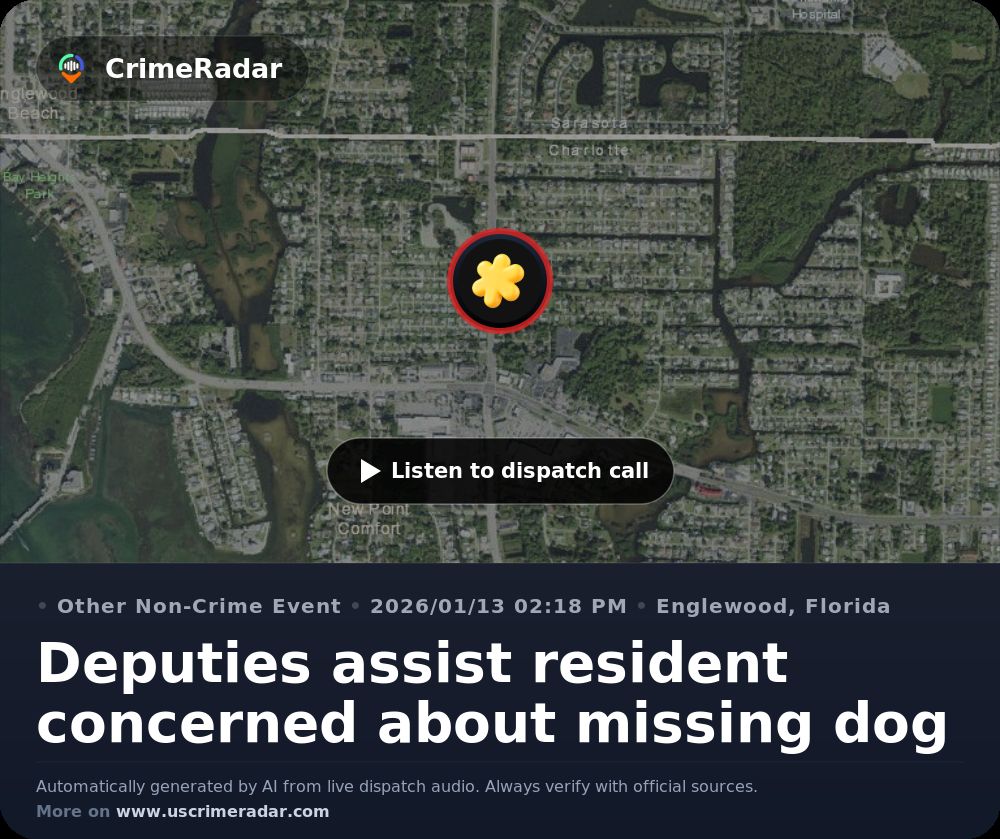 Deputies assist resident concerned about missing dog, Englewood FL ...