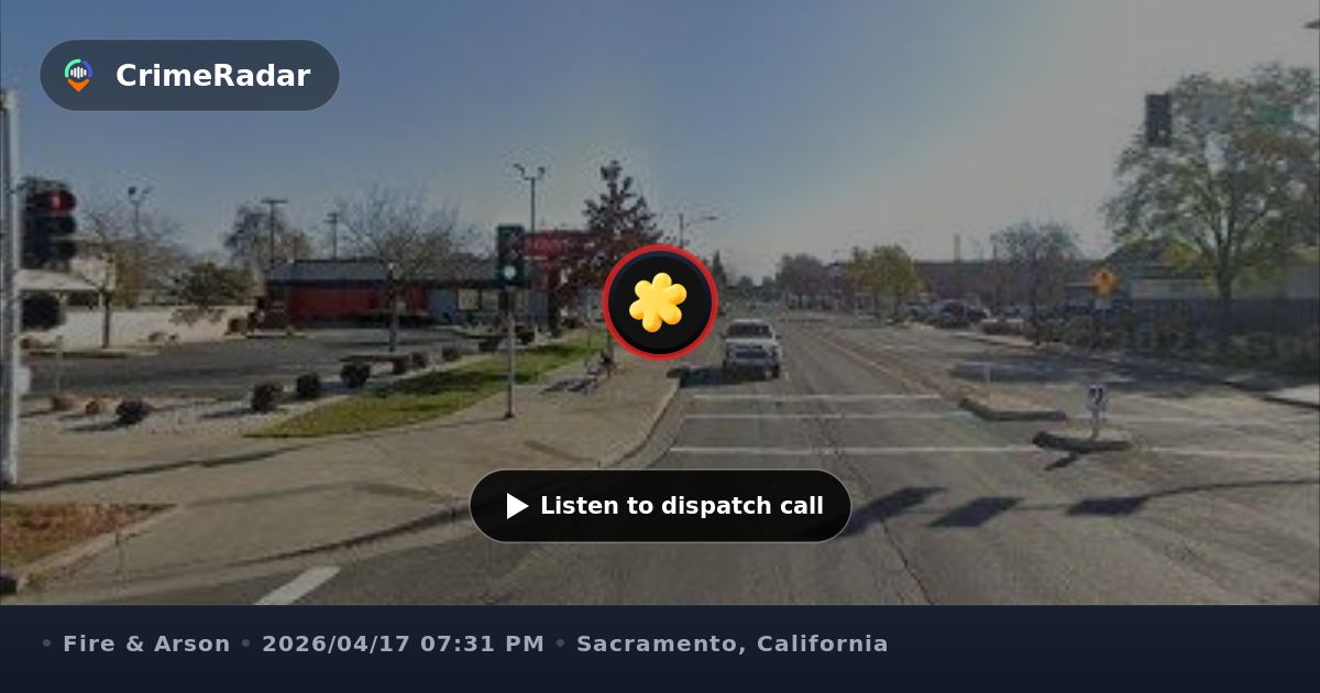 Tree fire at 26th Street and Broadway, Sacramento CA | CrimeRadar