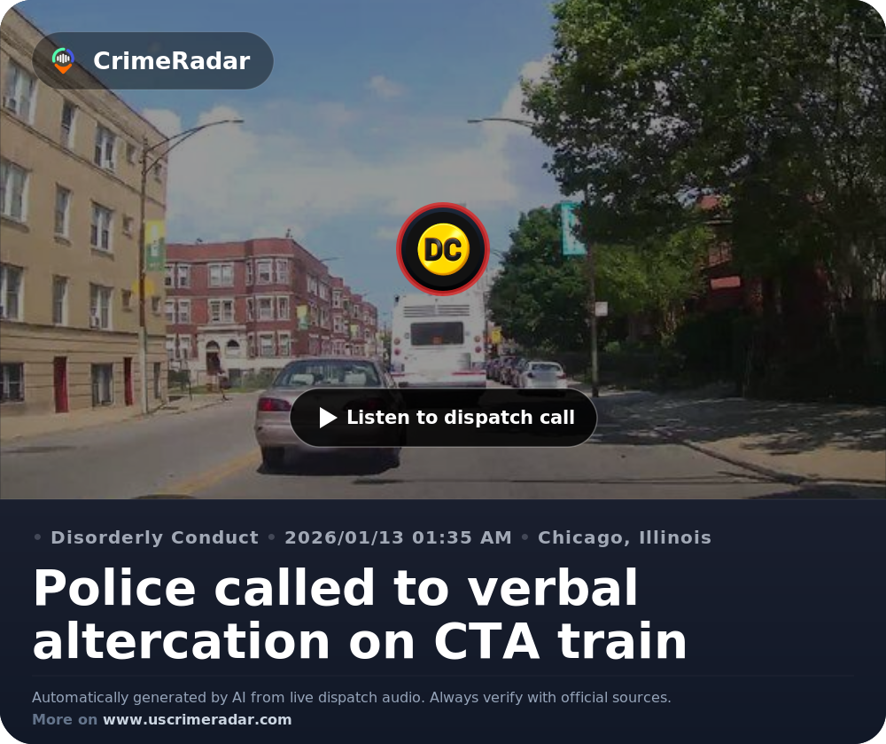 Police called to verbal altercation on CTA train, Chicago IL | CrimeRadar
