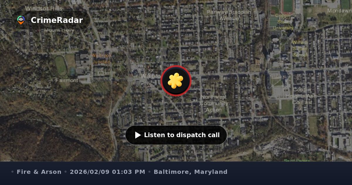 Firefighters battle house fire on Ellicott Drive, Baltimore MD | CrimeRadar