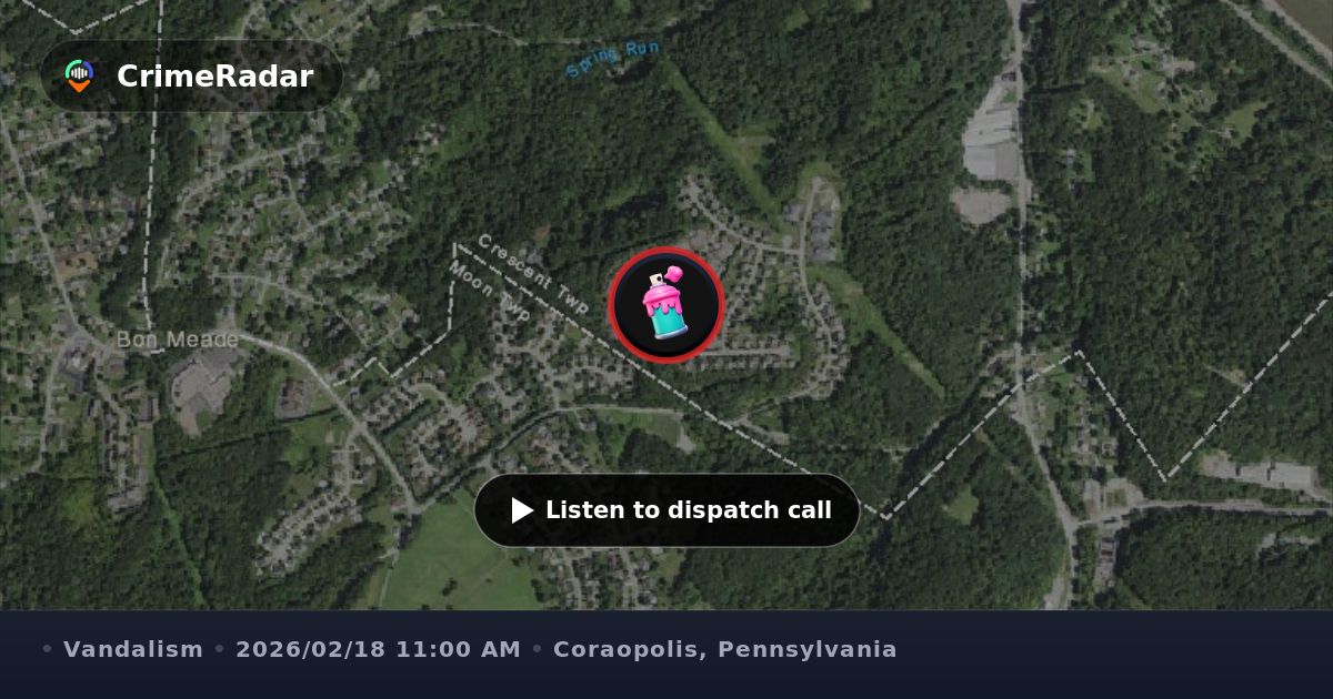 Maroon SUV hits stop sign and damages yard, Coraopolis PA | CrimeRadar