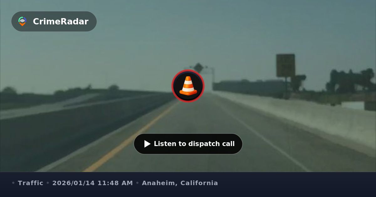 Traffic accident on northbound I-5 near Wall Road, Anaheim CA | CrimeRadar