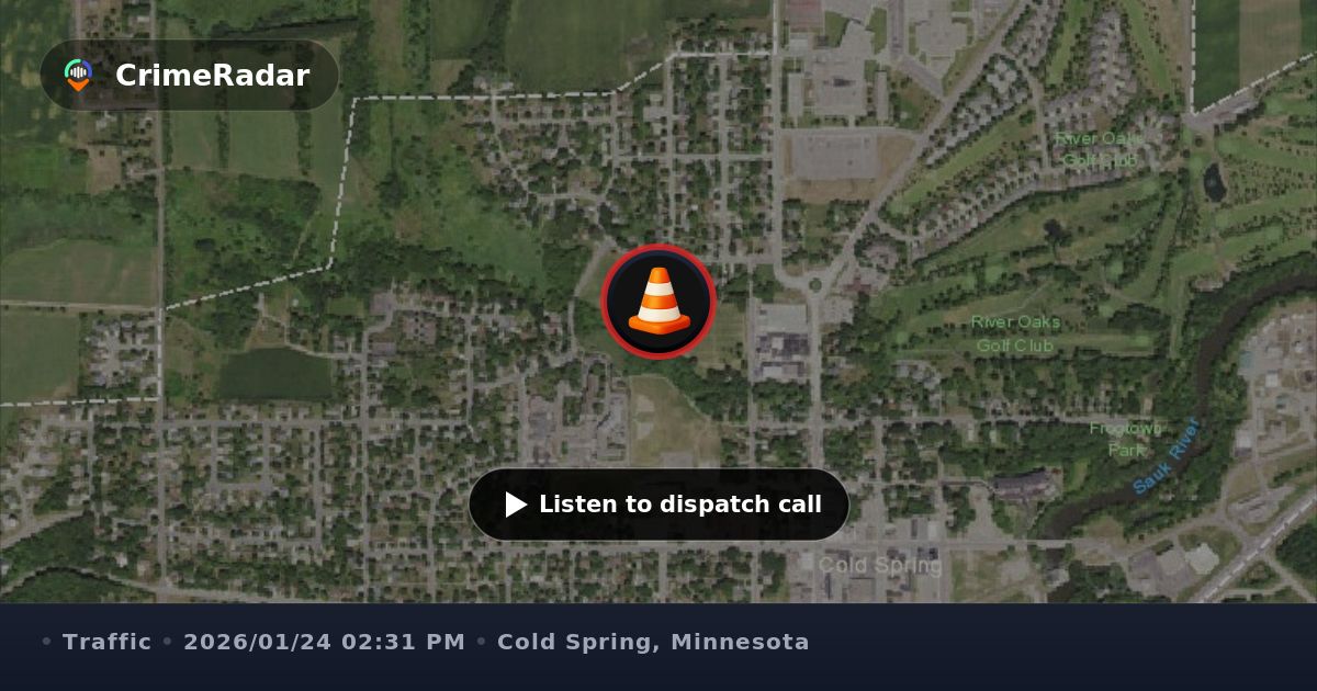 Officers check vehicles in parking lot on Red River Ave, Cold Spring MN ...