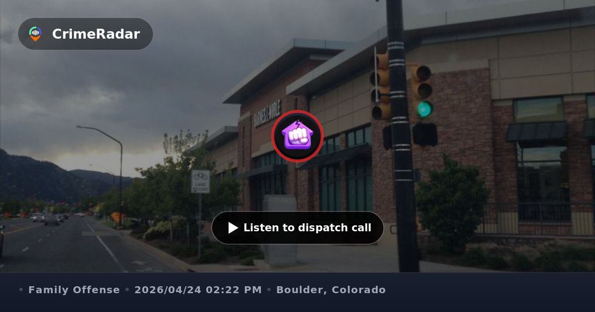 Units stage for domestic dispute on Pearl Parkway, Boulder CO | CrimeRadar