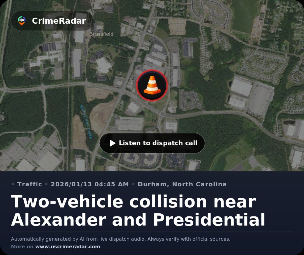 Two-vehicle collision near Alexander and Presidential, Durham NC ...