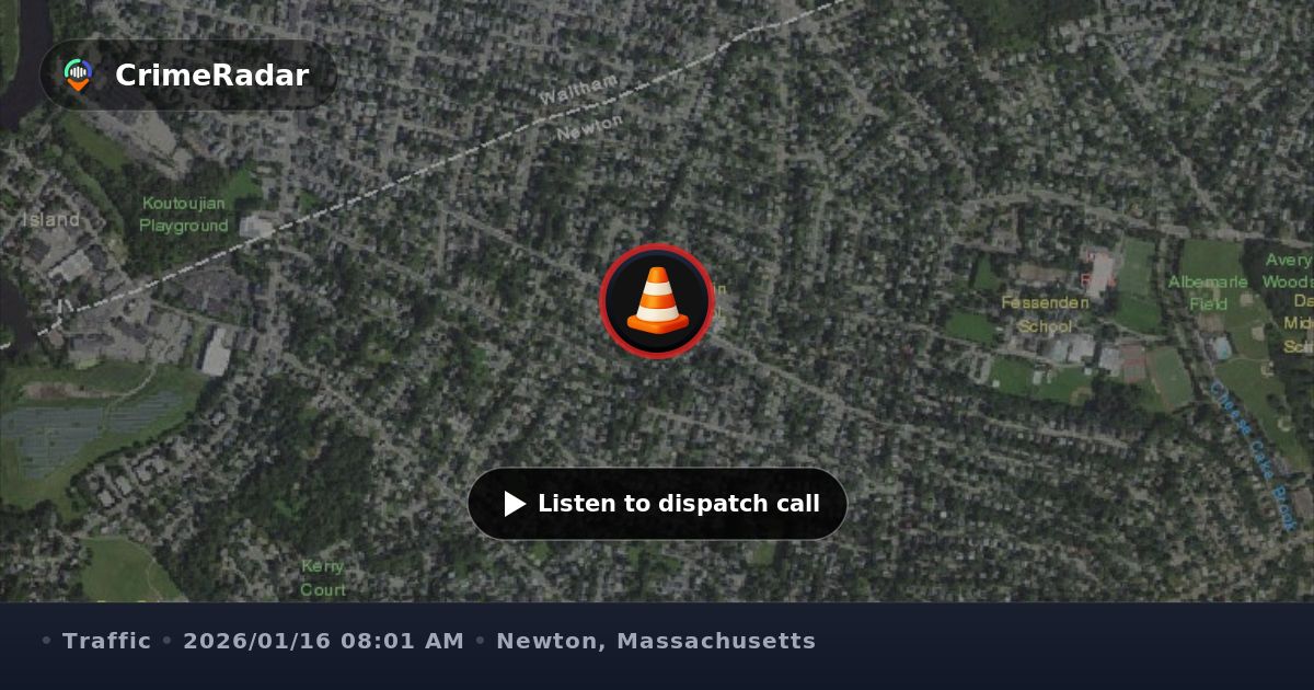 Truck stuck on tree near Northgate Park, Newton MA | CrimeRadar