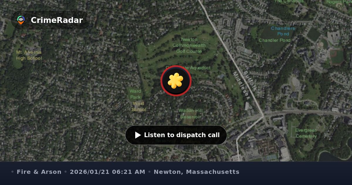 Apparent residential fire alarm near Waban Hill Rd, Newton MA | CrimeRadar